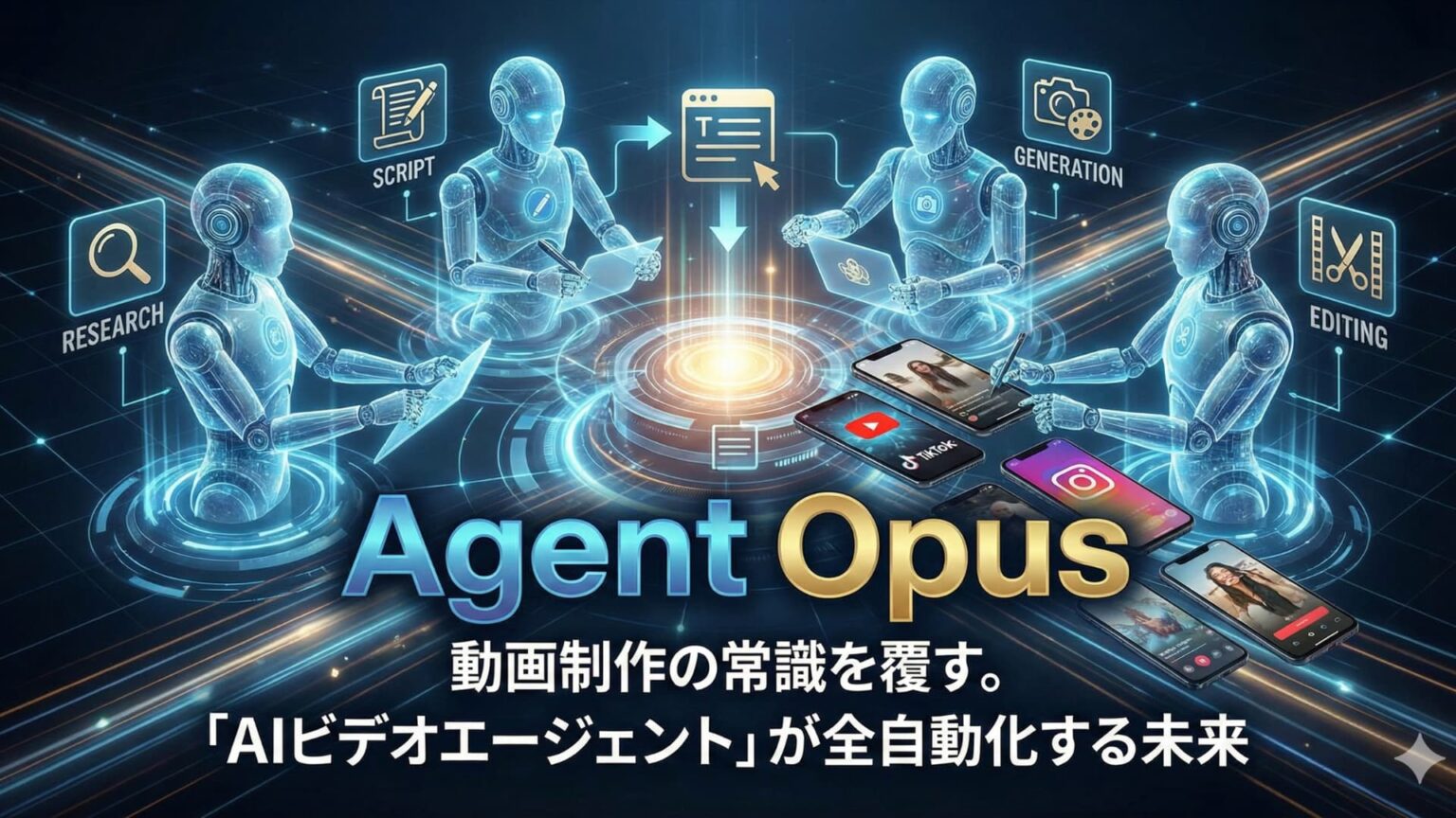 【Agent Opus】動画制作の常識を覆す「AIビデオエージェント」が全自動化する未来 | AIエージェントナビ