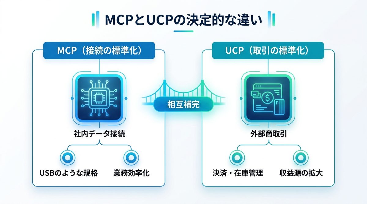 3分でわかるMCPとUCPの違い｜AIエージェントで売上を最大化する方法 | AIエージェントナビ